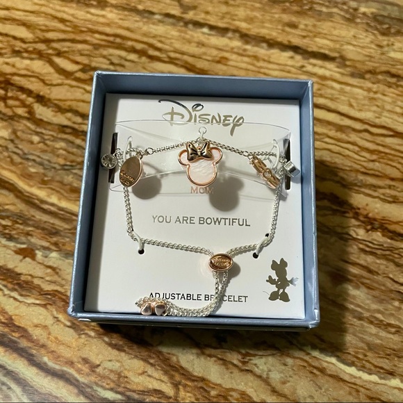 Disney | Jewelry | Disney Rose Gold Crystal Minnie Mouse Charm Bolo ...